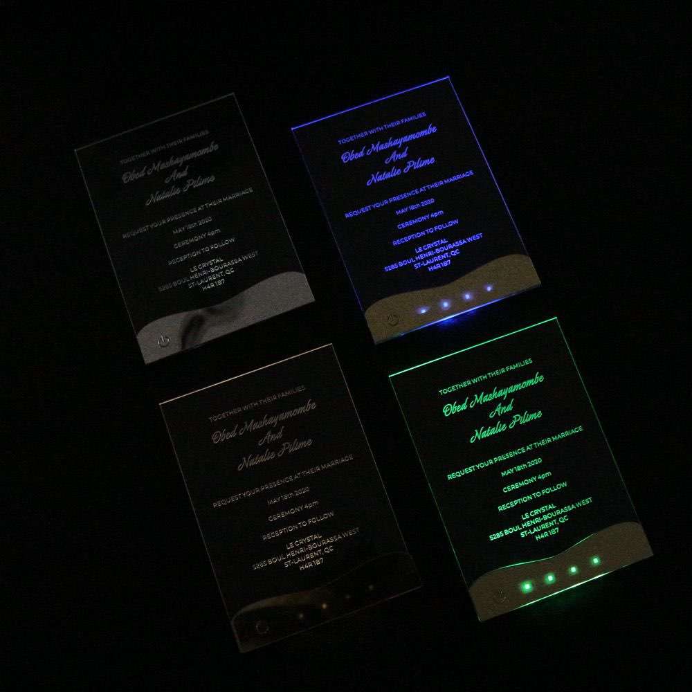 LED Acrylic Invitation Card, Engraved Text, Personalized Custom,Wedding ...
